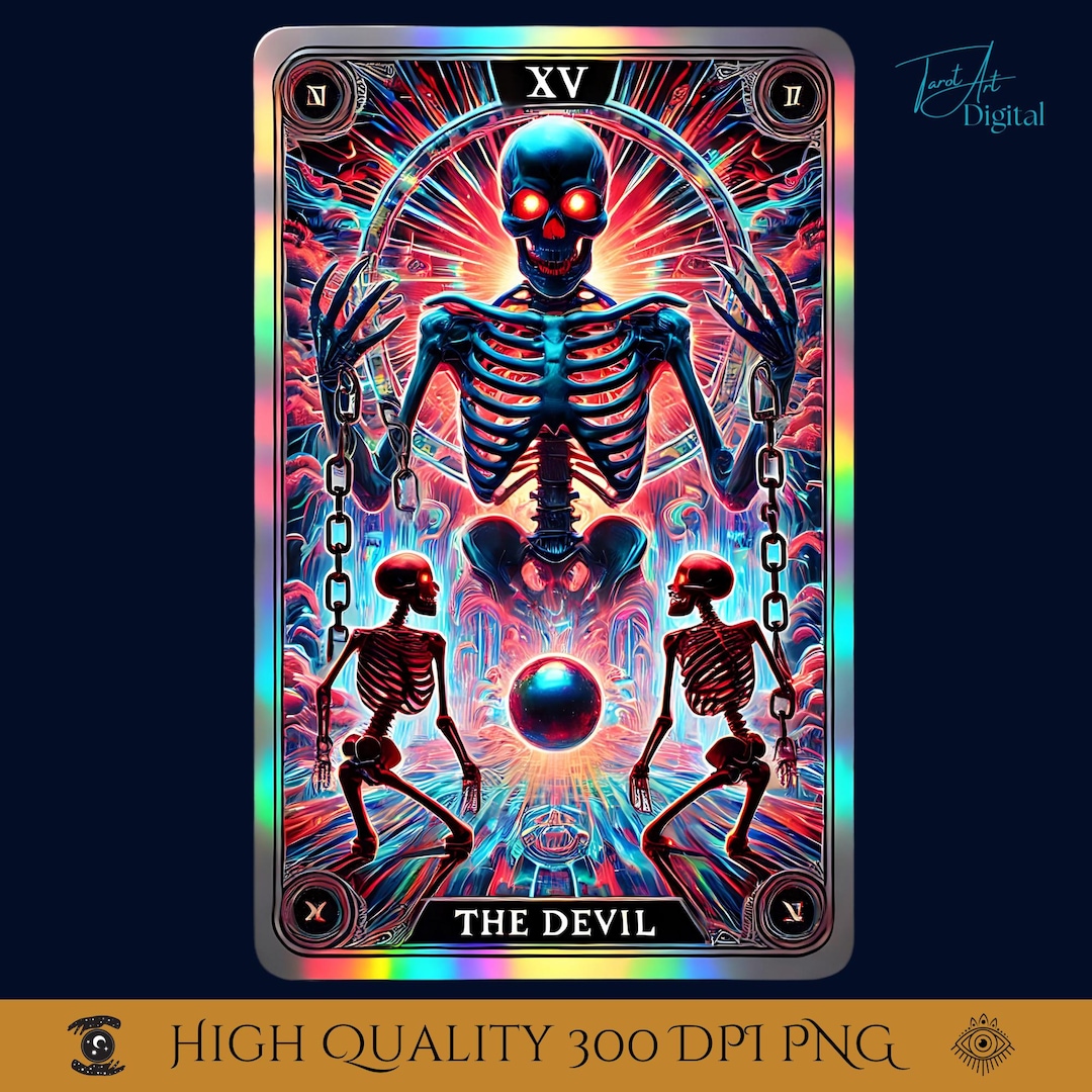 The Devil Tarot Card PNG Digital Art, Skeleton Tarot Card Art, Occult ...