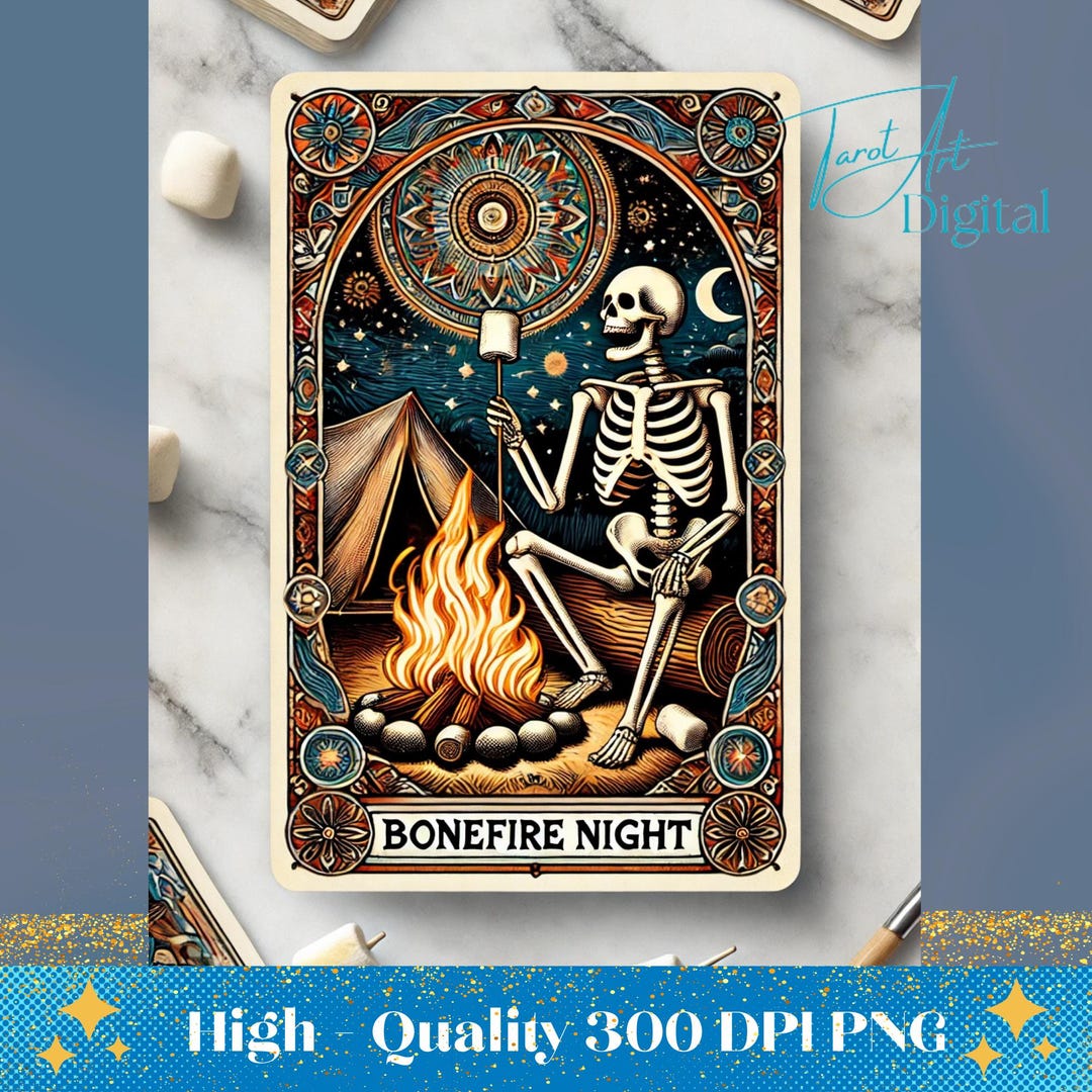Bonefire Night Skeleton PNG Artwork, Gothic Camping Design With ...
