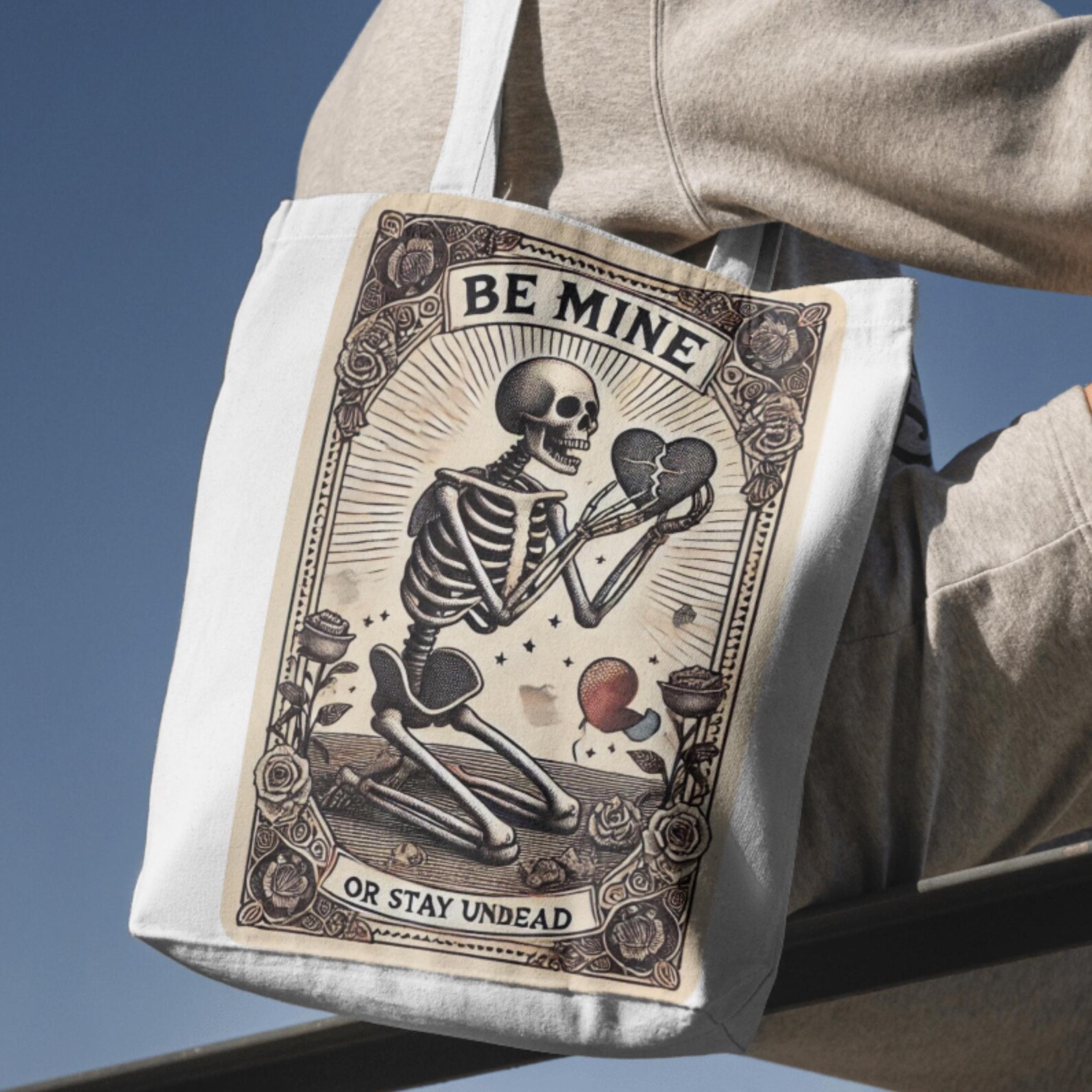 Vintage Gothic Skeleton Art Printable, Be Mine or Stay Undead PNG ...