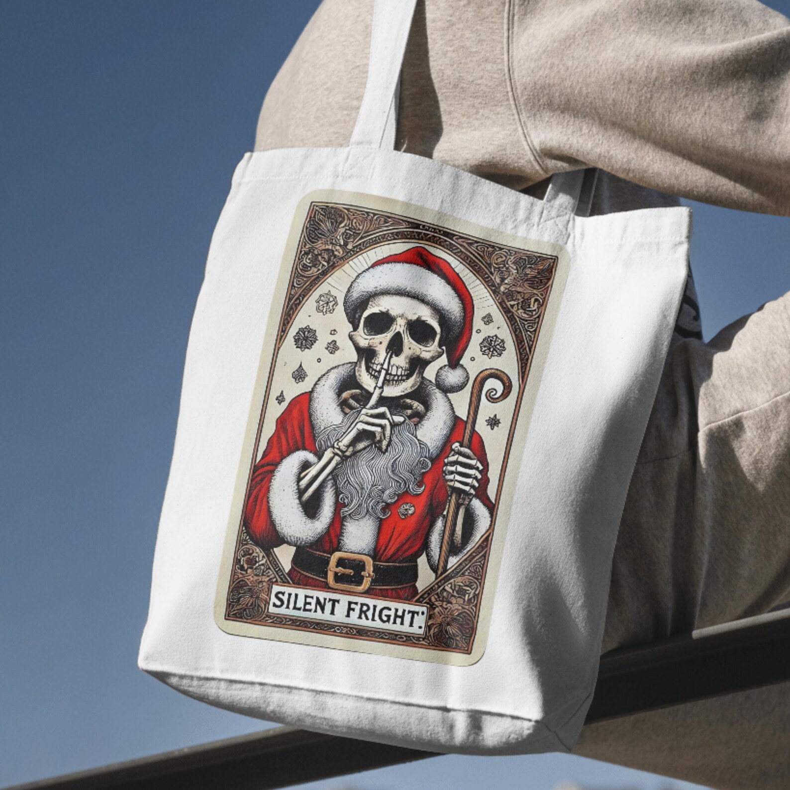 Silent Fright Skeleton Christmas Art | Funny Holiday PNG With Santa ...