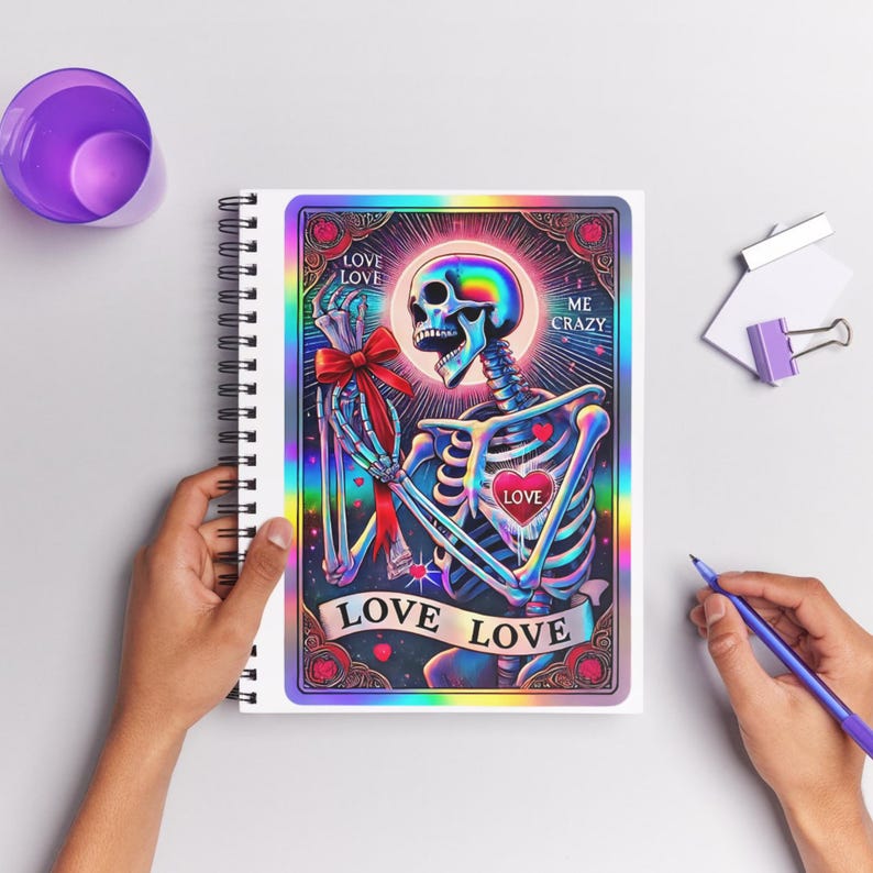 Holographic Skeleton Tarot Card Digital Art PNG, Love-themed Tarot ...