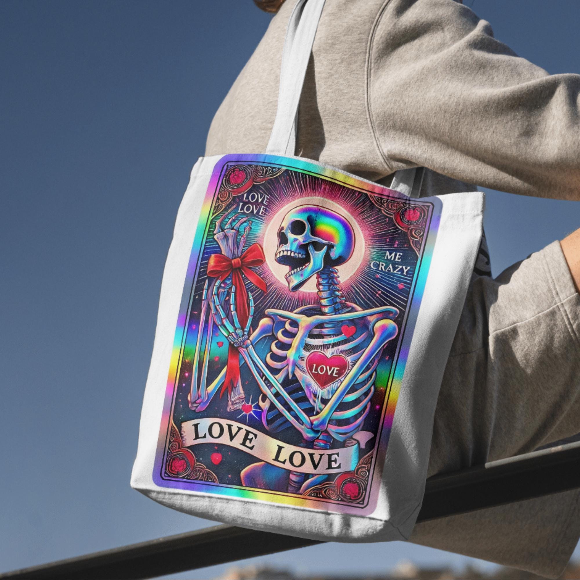 Holographic Skeleton Tarot Card Digital Art PNG, Love-themed Tarot ...