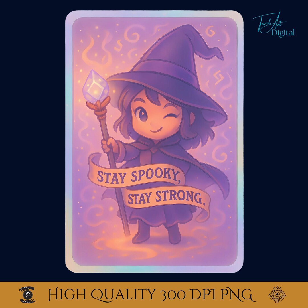 Chibi Witch Tarot Card PNG – “stay Spooky, Stay Strong” | Cute ...