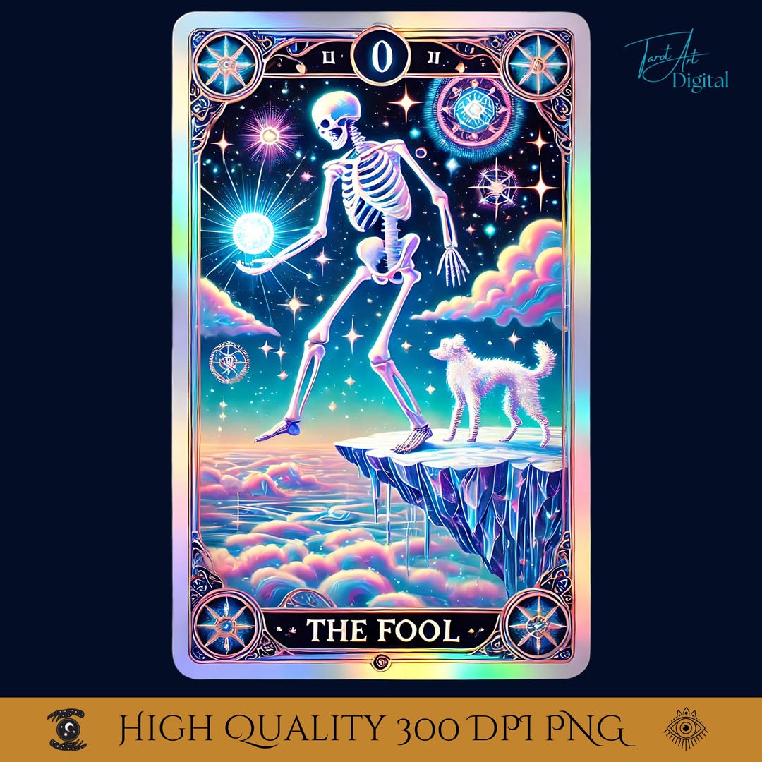 The Fool Tarot Card PNG Digital Art, Mystical Holographic Aesthetic ...