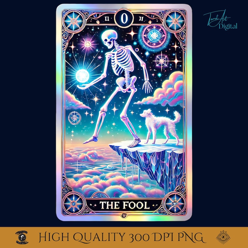 The Fool Tarot Card PNG Digital Art, Mystical Holographic Aesthetic ...