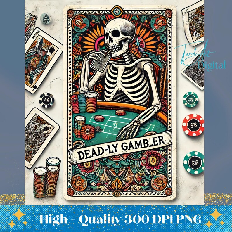 Deadly Gambler Skeleton PNG Artwork, Gothic Casino Table Design With ...