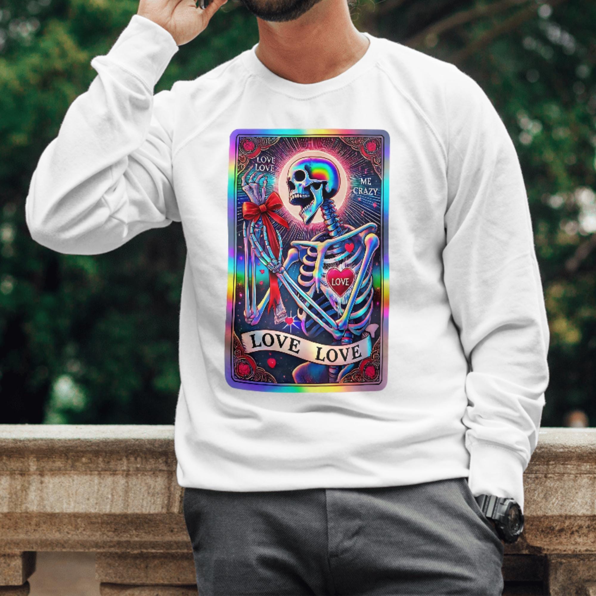 Holographic Skeleton Tarot Card Digital Art PNG, Love-themed Tarot ...