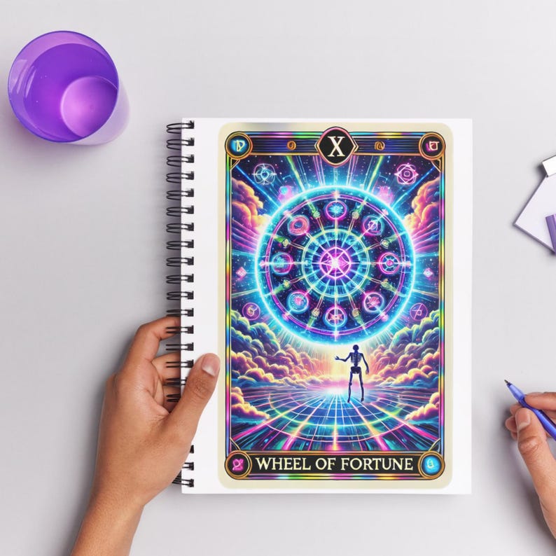 Wheel of Fortune Tarot Card PNG, Mystical Celestial Skeleton Art ...