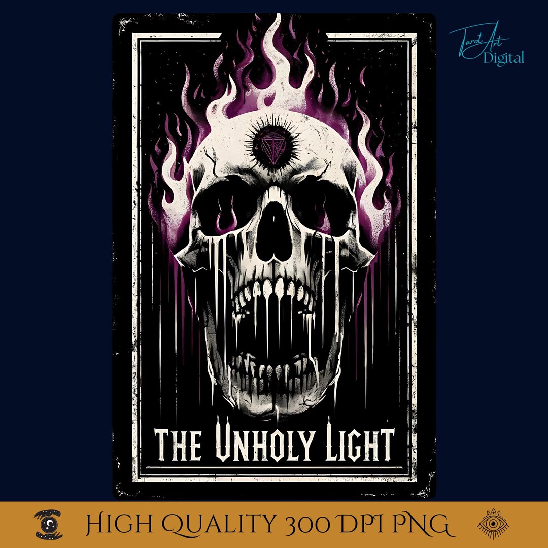The Unholy Light Tarot Card PNG, Dark Occult Skull Tarot Art, Gothic ...