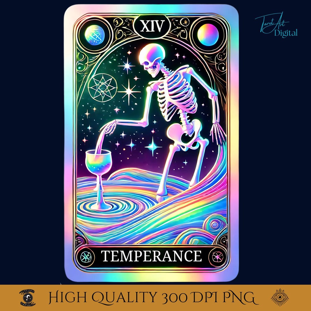 Temperance Tarot Card PNG Digital Download, Mystical Skeleton Art ...