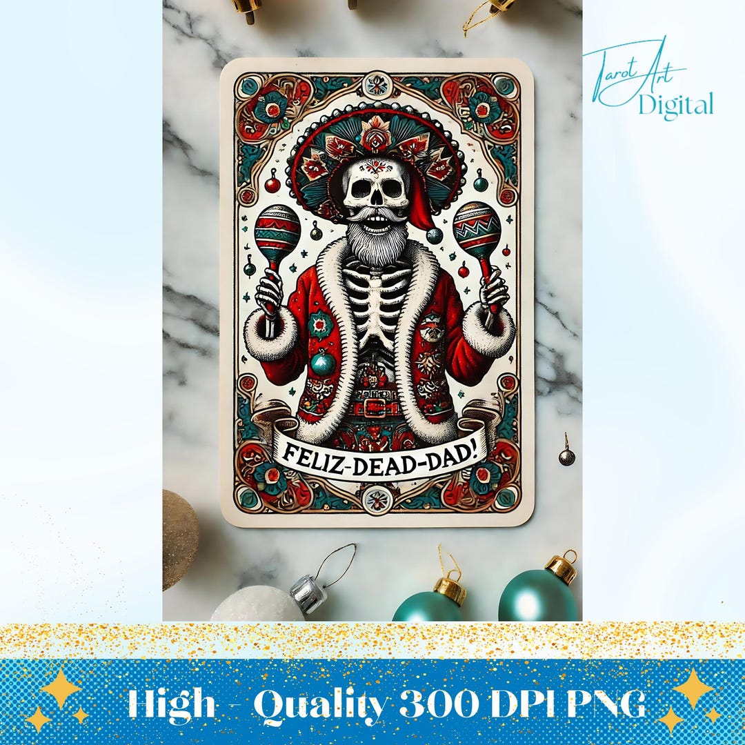Feliz Dead-dad Skeleton Christmas Art Funny Holiday PNG With Santa ...