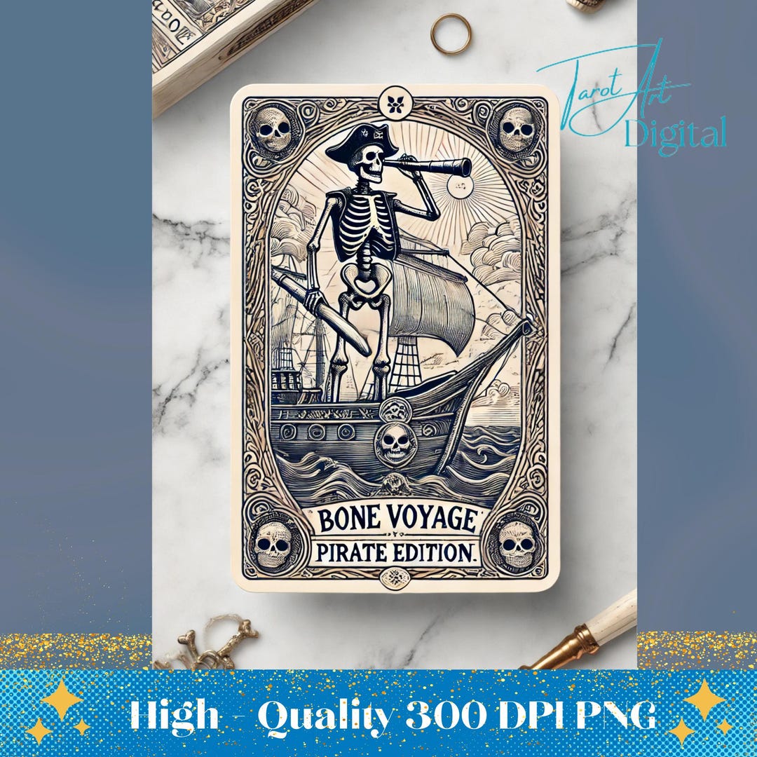 Skeleton Pirate PNG Artwork With Bone Voyage Design, Gothic Pirate Ship ...