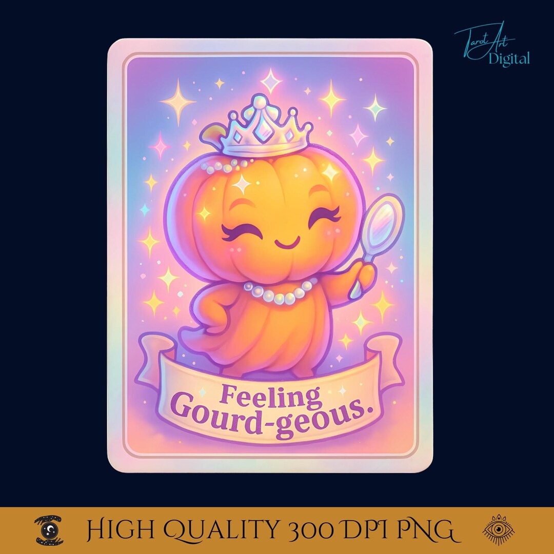 Chibi Pumpkin Princess Tarot Card Art: Glam Halloween Girl Power (PNG ...