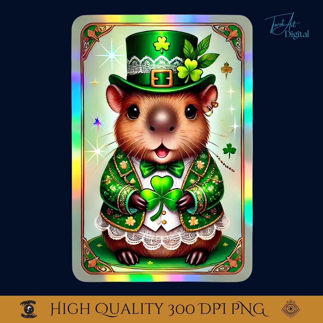 Leprechaun Hamster Tarot Card PNG, St. Patrick's Day Digital Art, Cute ...