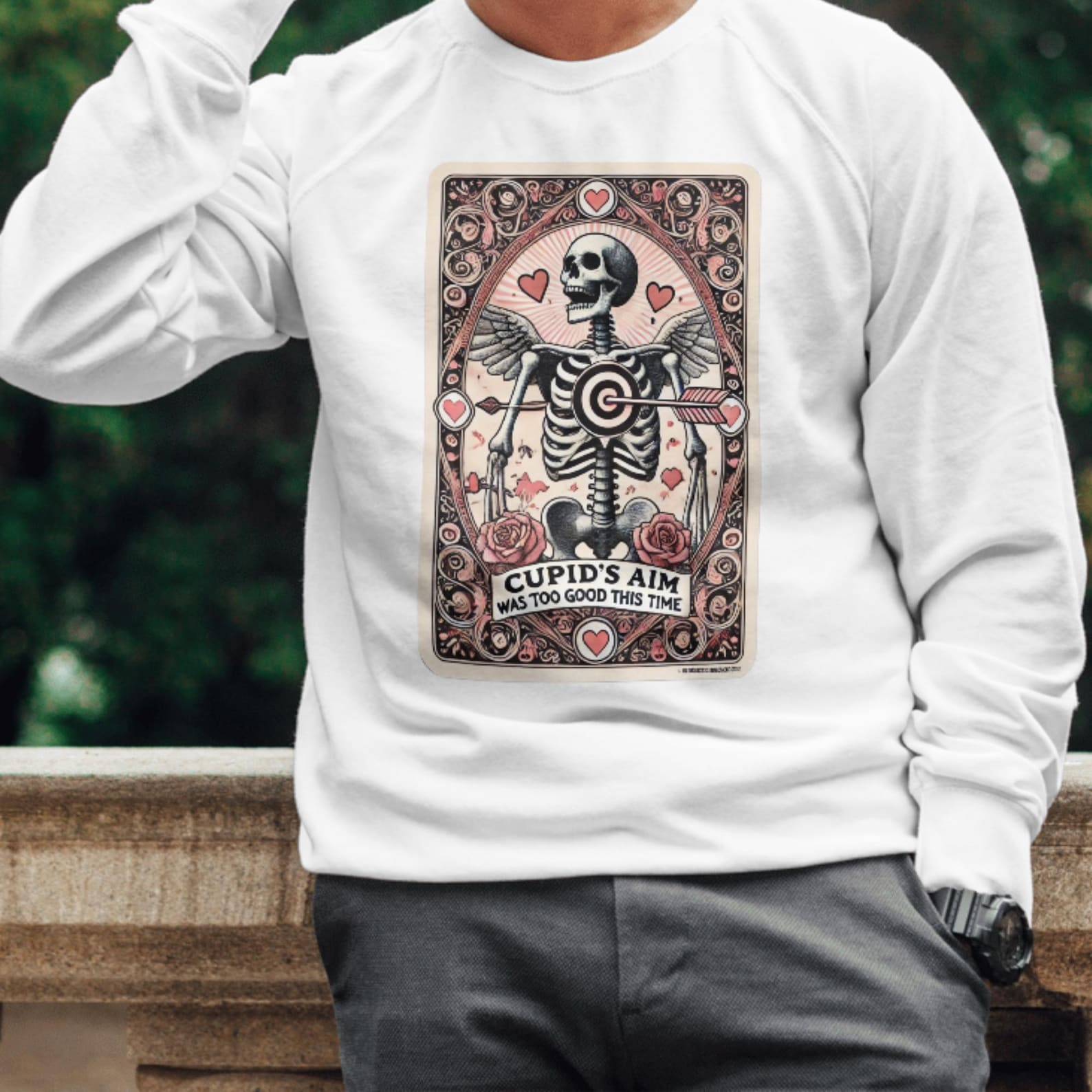 Valentine Skeleton Tarot Card - 'cupid's Aim Was Too Good' - PNG ...