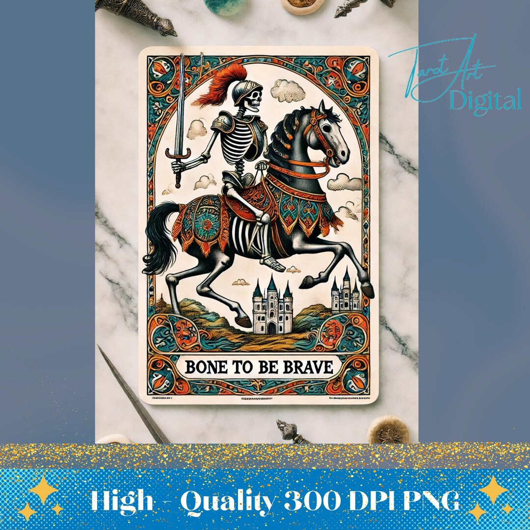 Bone to Be Brave Skeleton Knight PNG Artwork, Gothic Medieval Horse ...