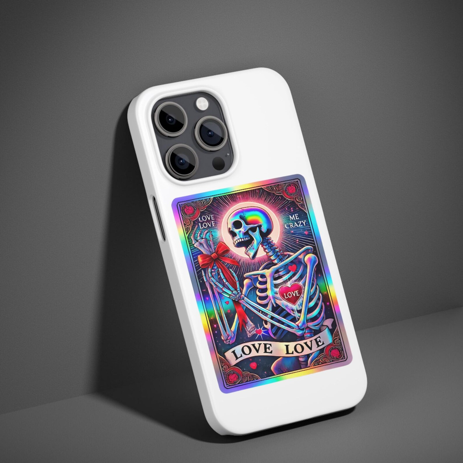 Holographic Skeleton Tarot Card Digital Art PNG, Love-themed Tarot ...