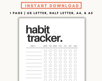 Weekly Habit Tracker Printable & Fillable, Weekly Habit Tracker ...