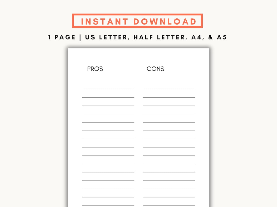 Pros and Cons List, Pros and Cons List for Relationships, Decision ...