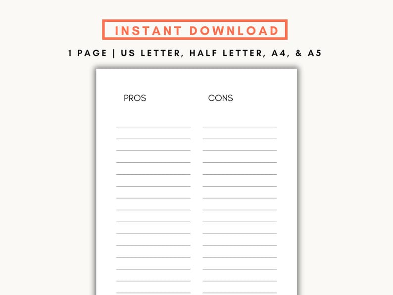 Pros and Cons List, Pros and Cons List for Relationships, Decision ...