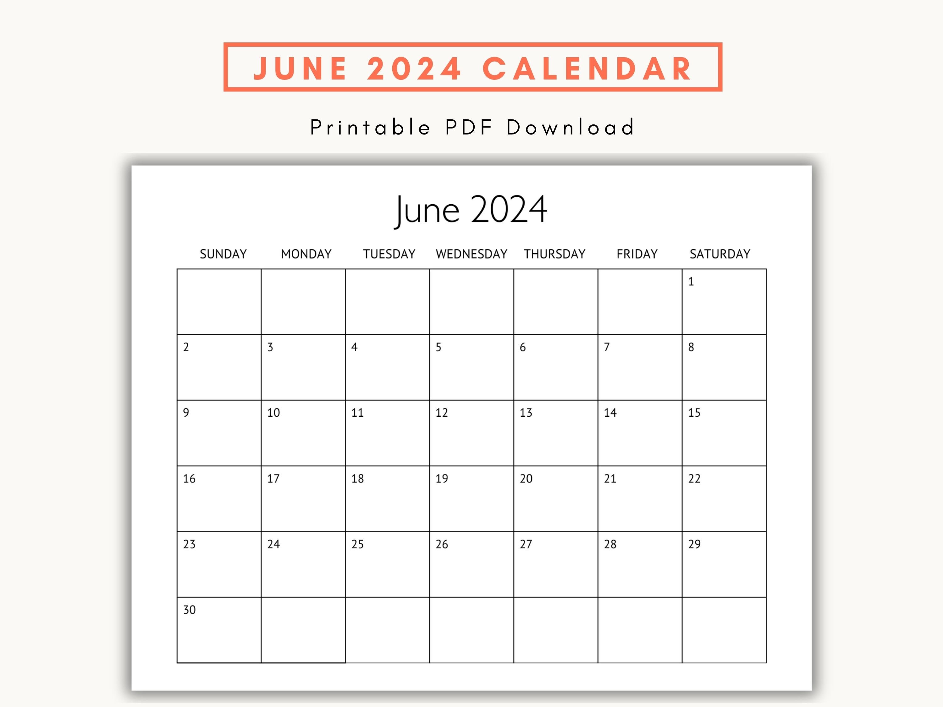 Cute Calendar June 2024