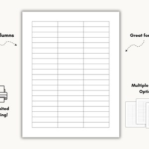 3 Column Notes, Printable Lined Paper, Column Graphic Template, Planner ...