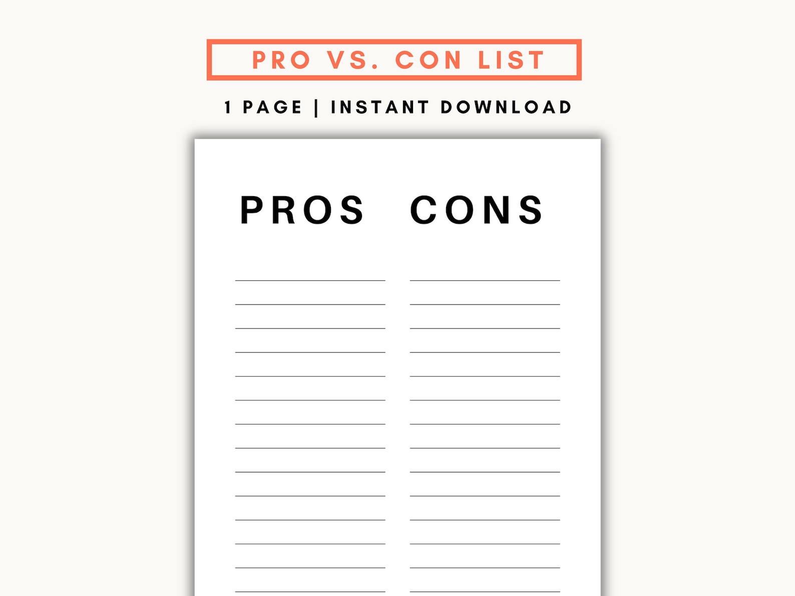 Pros and Cons List Template, Pros and Cons List Maker, Decision-making ...