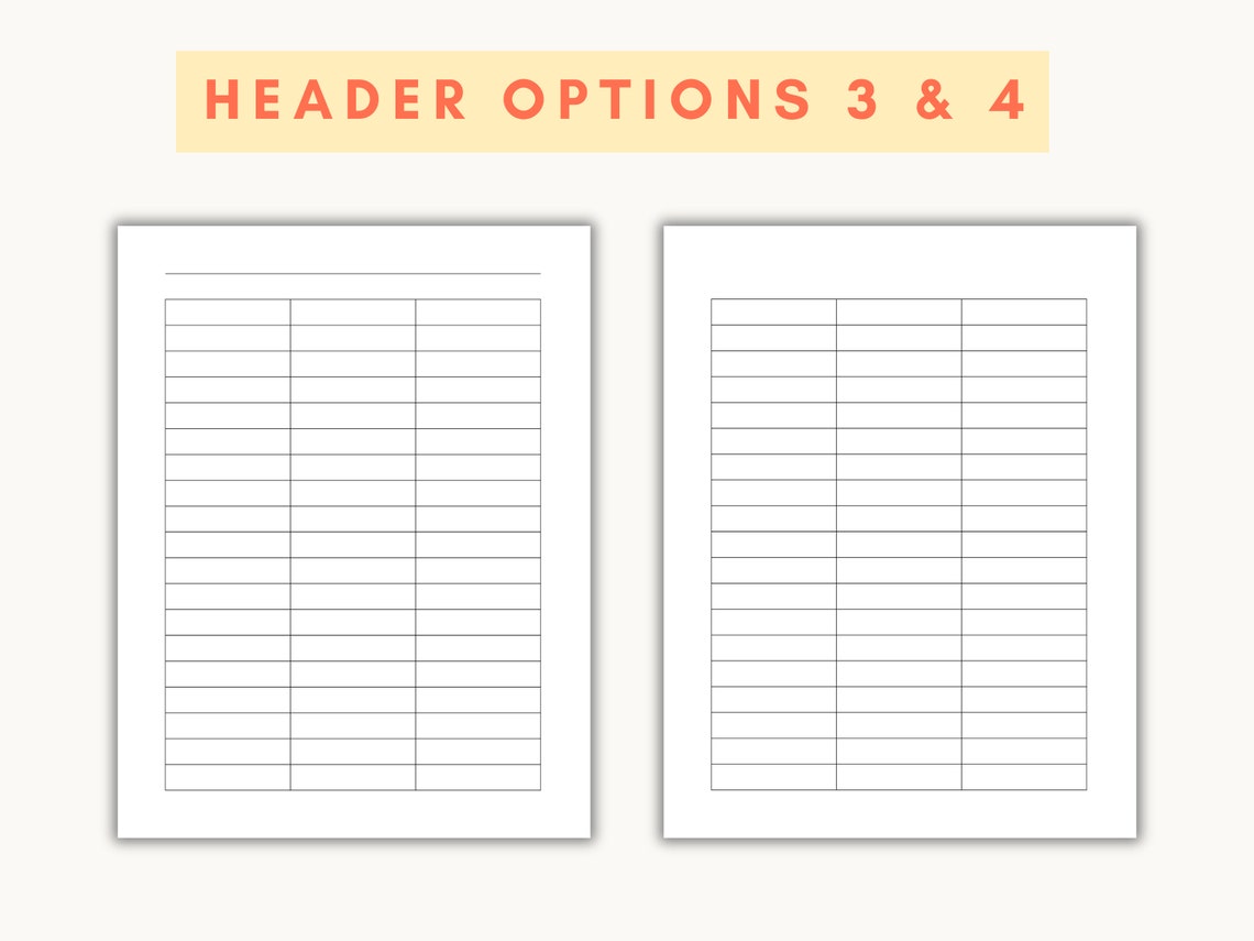 3 Column Notes, Printable Lined Paper, Column Graphic Template, Planner ...