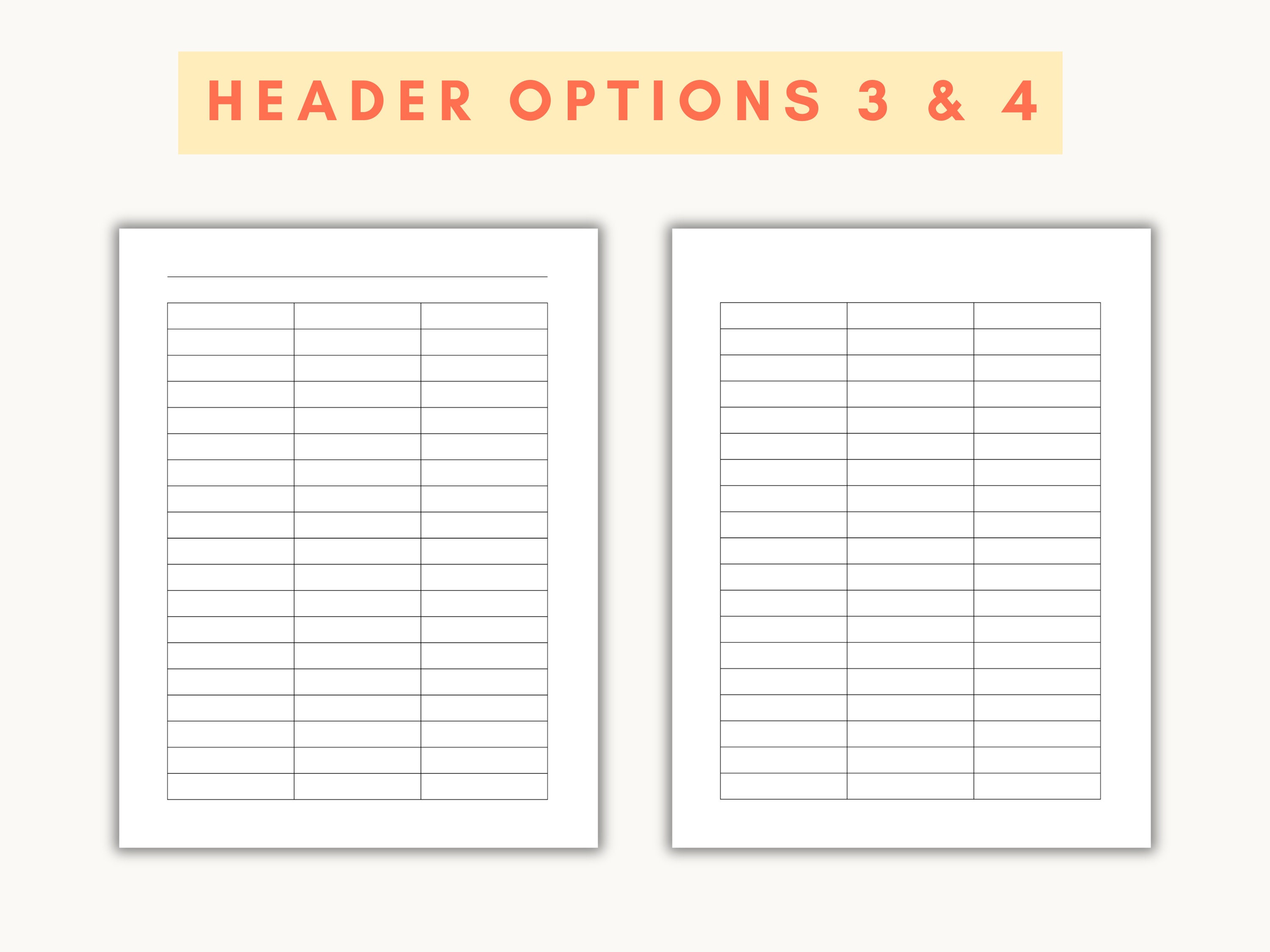 3 Column Notes, Printable Lined Paper, Column Graphic Template, Planner ...