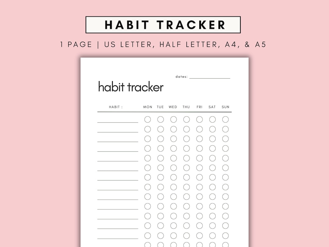 Printable Habit Tracker, Weekly Habit Tracking, Template, Multiple ...