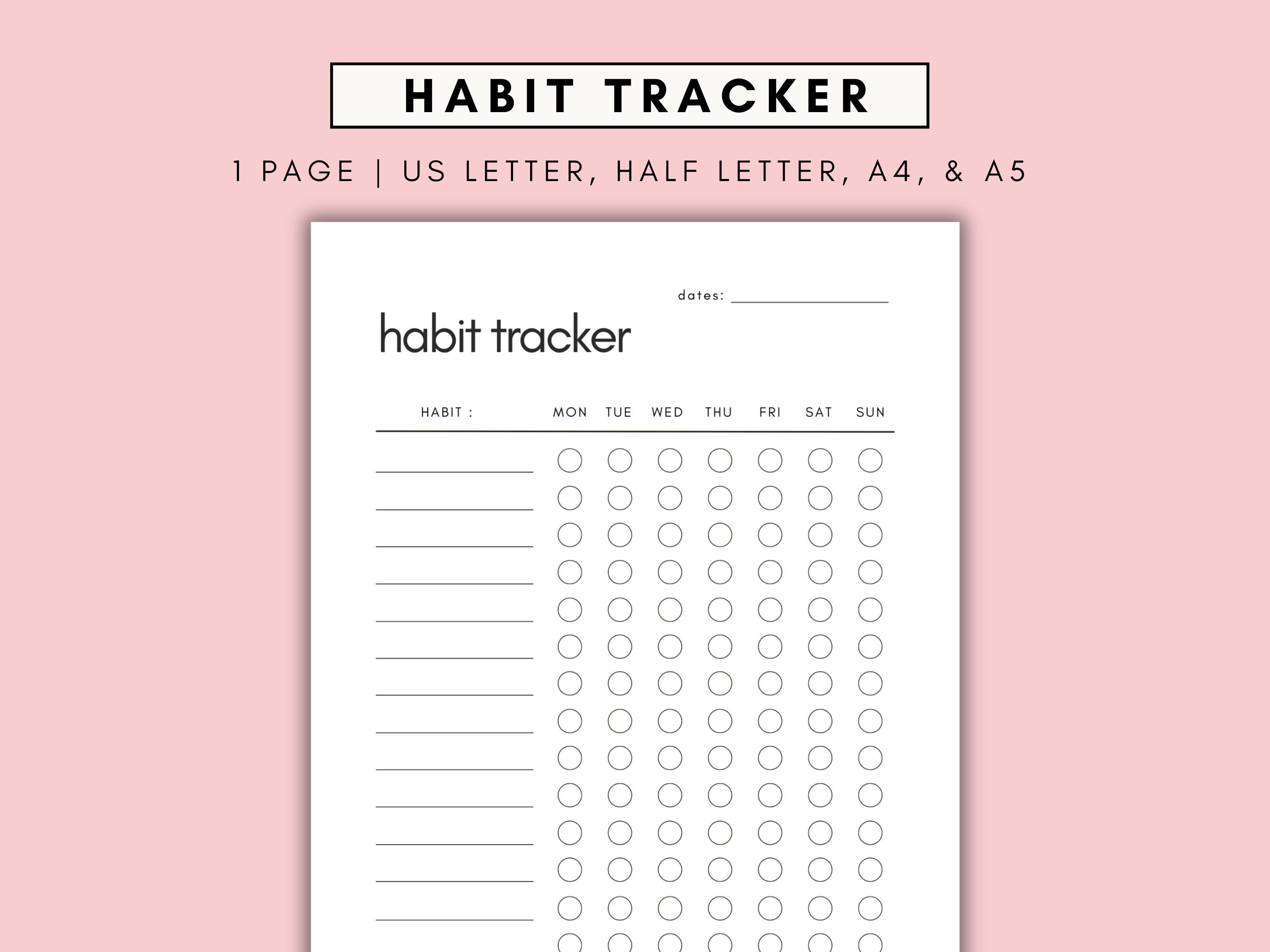 Printable Habit Tracker, Weekly Habit Tracking, Template, Multiple ...