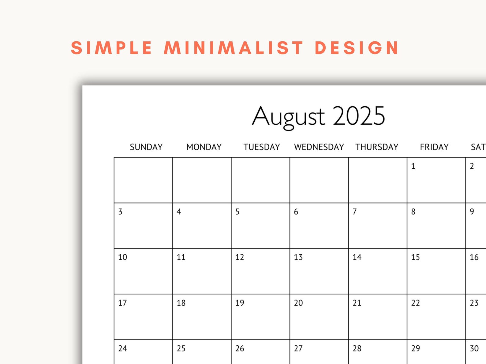 2025 August Calendar, Printable Monthly Calendar, Minimalist Planner ...
