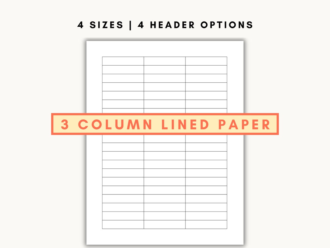 3 Column Notes, Printable Lined Paper, Column Graphic Template, Planner ...
