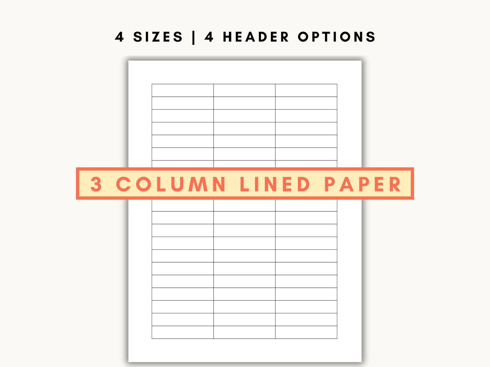 3 Column Notes, Printable Lined Paper, Column Graphic Template, Planner ...