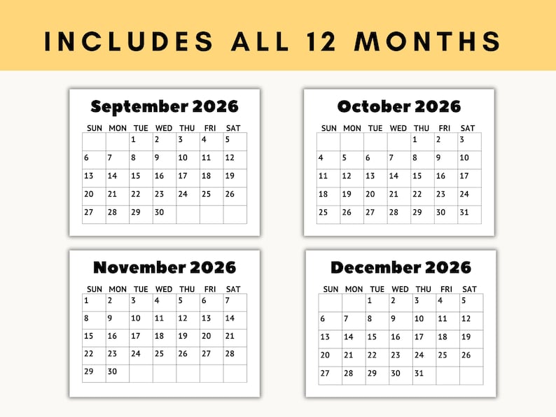 Large Print Calendar 2026 Printable | Easy Read Monthly Wall Calendar ...