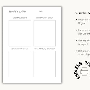 Eisenhower Matrix Template, Printable Priority Matrix, My Priorities ...