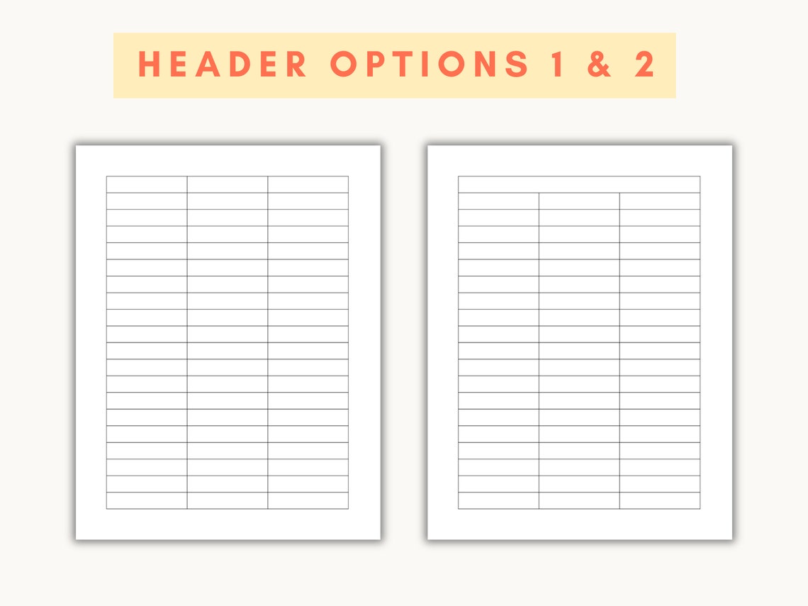 3 Column Notes, Printable Lined Paper, Column Graphic Template, Planner ...