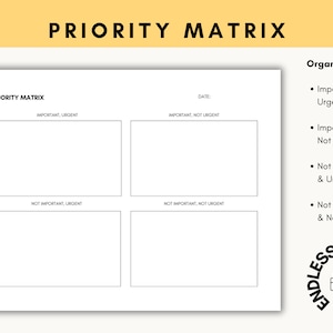 Priority Matrix Printable, Decision Making Template, Eisenhower Matrix ...