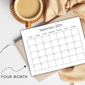 September Calendar, Printable 2024 Monthly Calendar, Minimalist Inserts ...