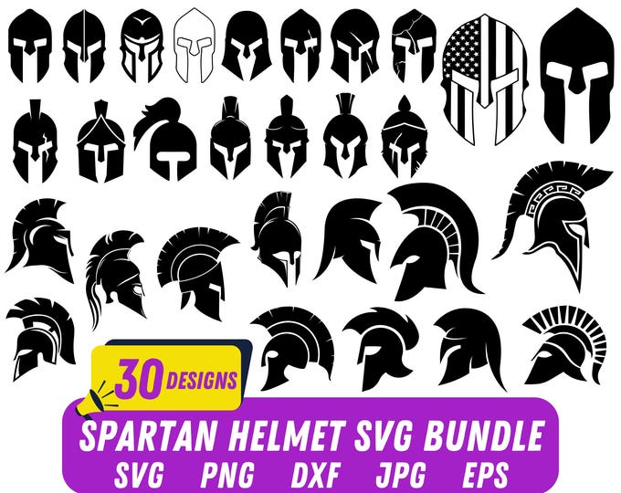 Spartan Helmet SVG Bundle, Spartan Helmet PNG Bundle, Spartan Warrior ...