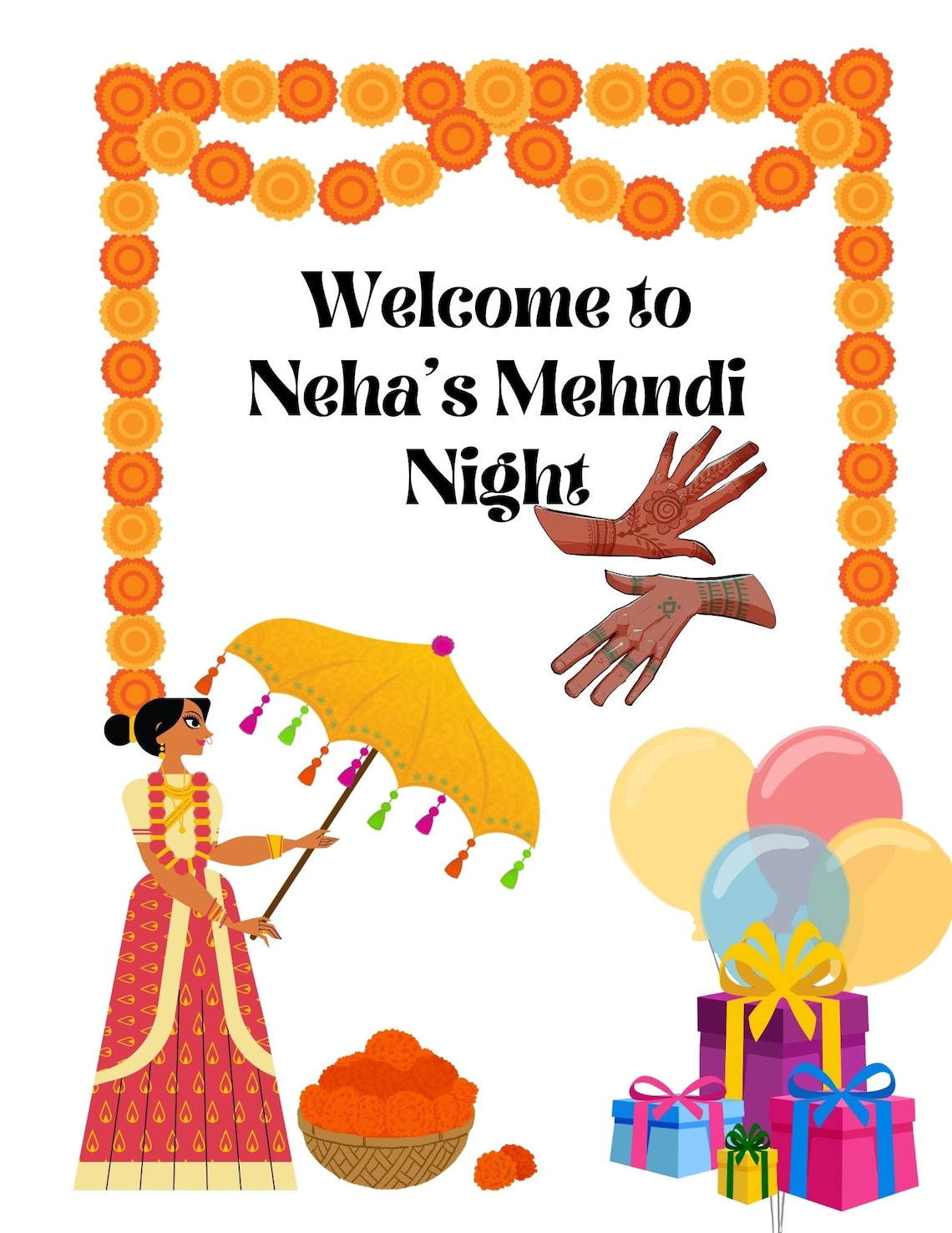 Henna Night Welcome Sign, Mehndi Night Welcome Sign - Etsy