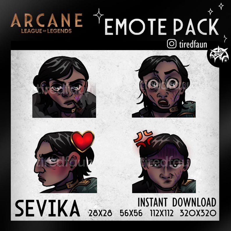 Sevika Arcane League of Legends Emote Sticker Pack / Discord Twitch ...