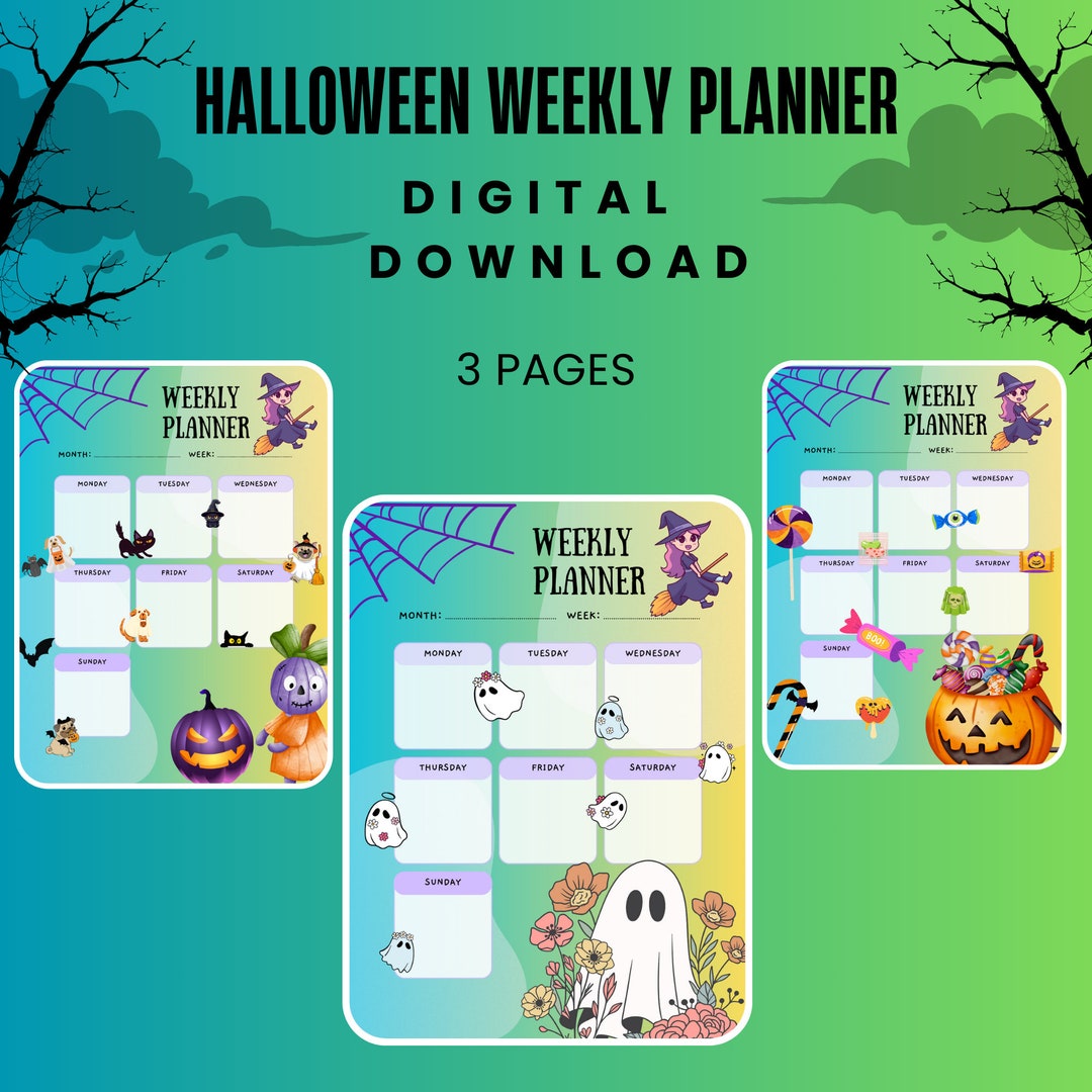 Halloween Weekly Planner Printable Halloween One Week - Etsy