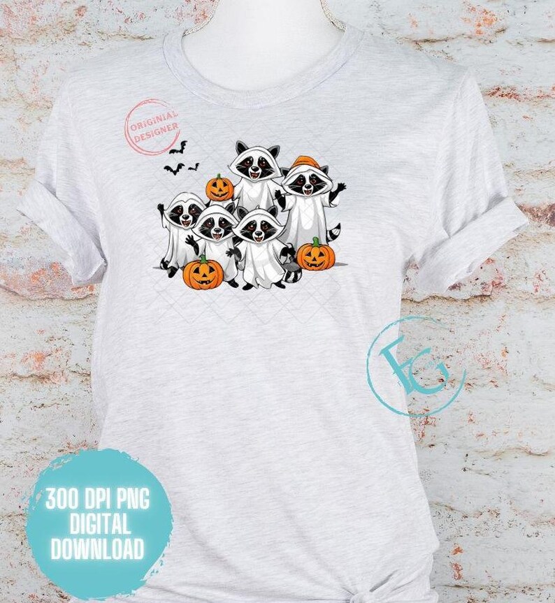 Raccoon Ghosts Digital Art PNG Sublimation Design Instant Download ...