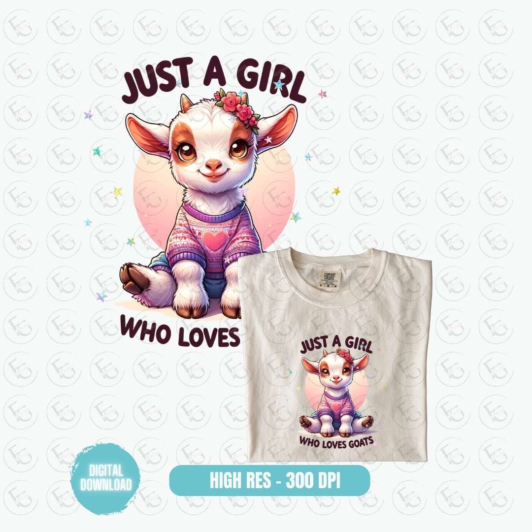 Just A Girl Who Loves Goats Sparkle Sublimation PNG Vibrant Color 300 ...