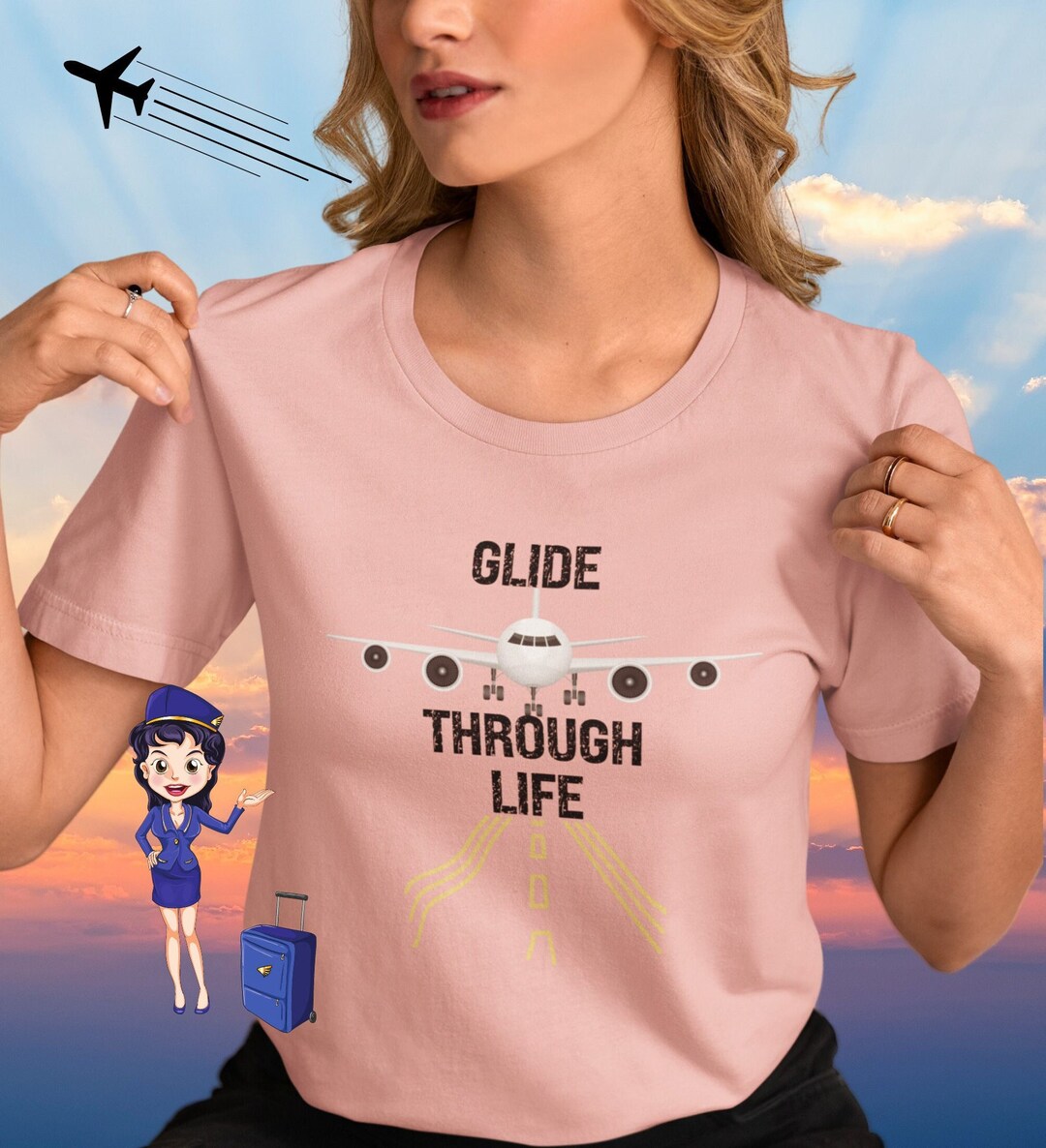 Airplane Landing T-shirt Vacation Gift, Airline Pilot, Flight Attendant ...