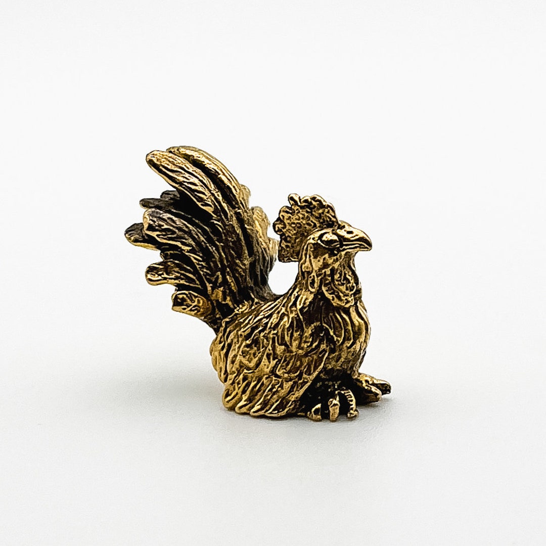 Handcrafted Brass Tiny Rooster Miniature Figurine: Home & Office Décor ...