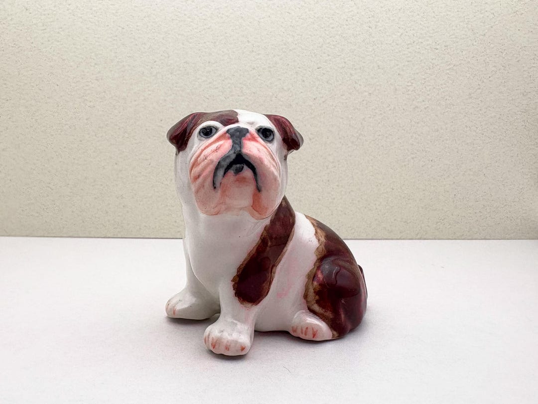 Hand-painted Ceramic Bulldog Figurine – Adorable English Bulldog Statue ...