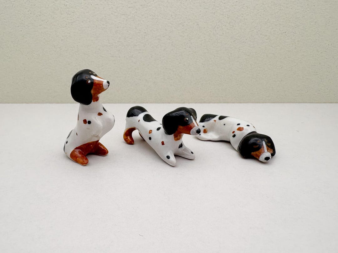 Hand-painted Dachshund Ceramic Figurines: Tri-color Dog Set - Etsy