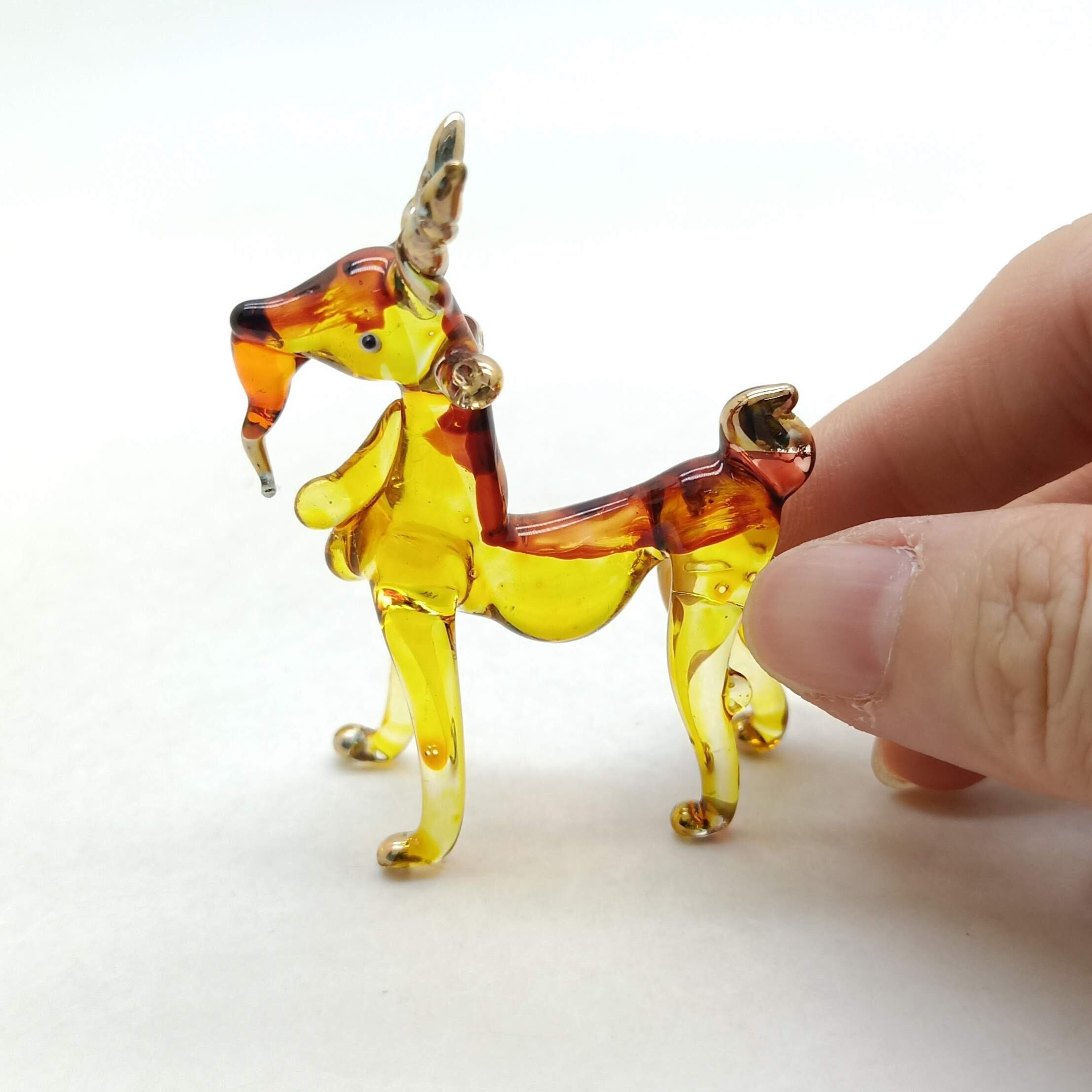 Goat Gold Trim Figurine Hand Blown Glass Miniature Animal, Gift for ...